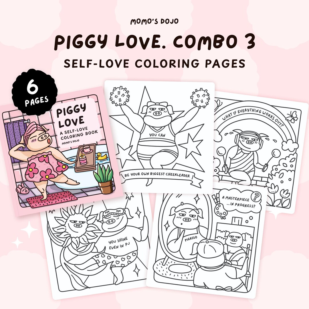 6 Inspiring Self-love Pig Coloring Pages From Piggy Love | Digital ...