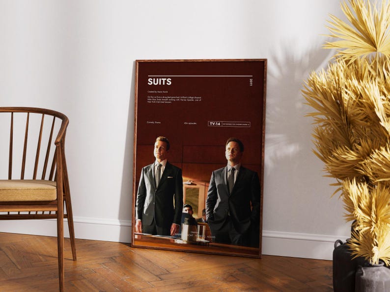 Suits TV Show Poster, Midcentury Modern Minimalist Art - Etsy