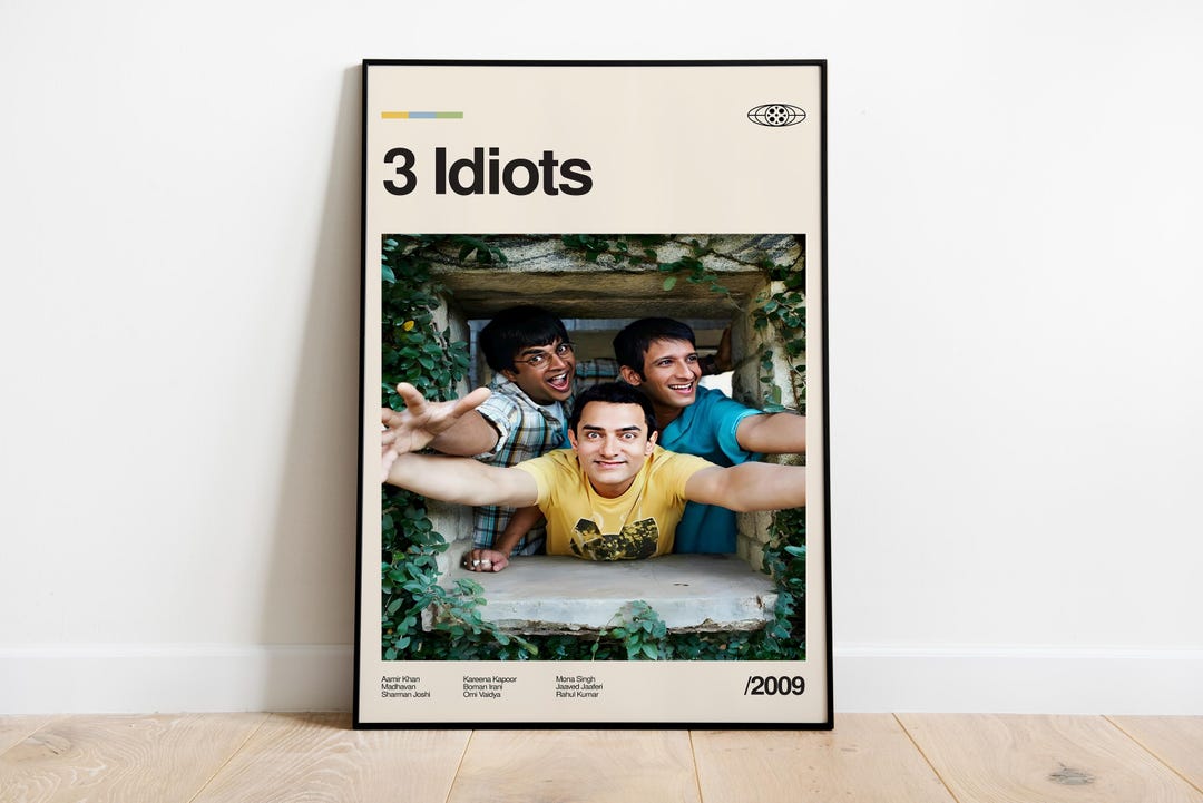 3 Idiots Movie Poster, Retro Movie Print, Modern Vintage Movie Posters ...