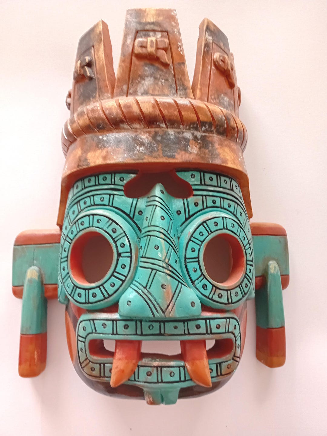 Wearable Tlaloc Mask in Cedar Mayan Death God Mictlantecuhtli Mikistli ...