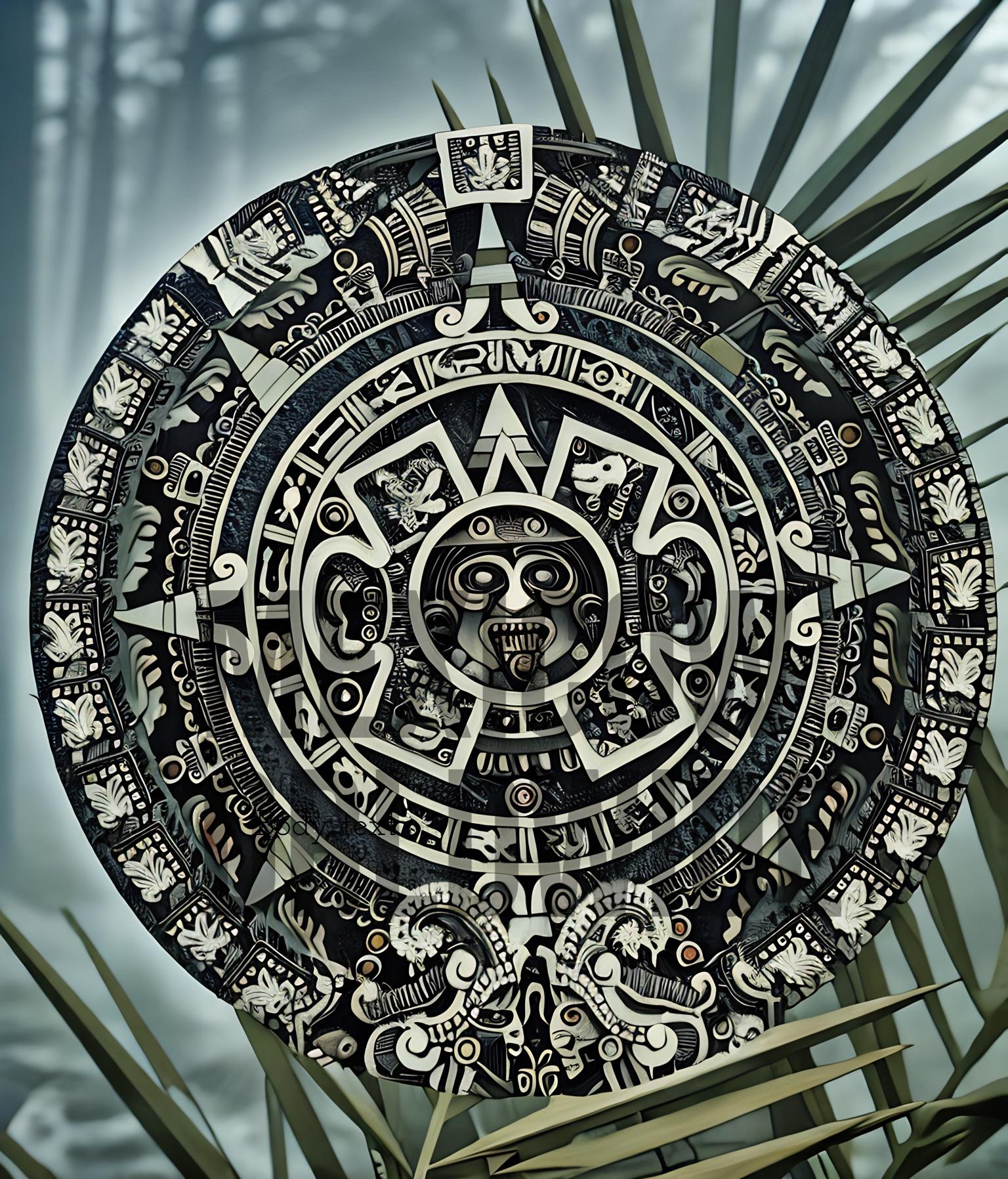 Black and White Aztec Calendar Download - Etsy