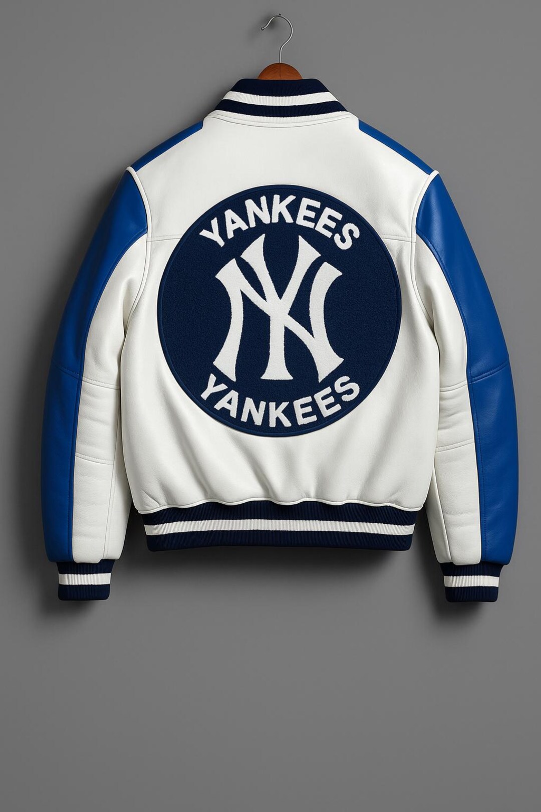 NY Yankees Leather Varsity Jacket: Retro Baseball Bomber - Etsy