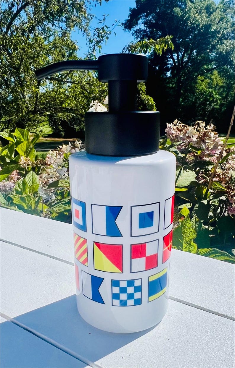 Wash Your Hands Nautical Flag Soap Dispenser, Nautical Gift, Nautical ...