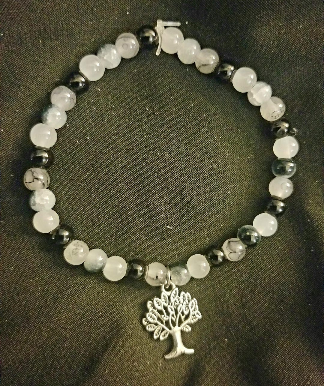 Oak Tree Charm With Onyx, and Glass - Etsy