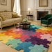 Hand Tufted Colorful Puzzle Piece Rug | Wool Area Carpet | Kids ...