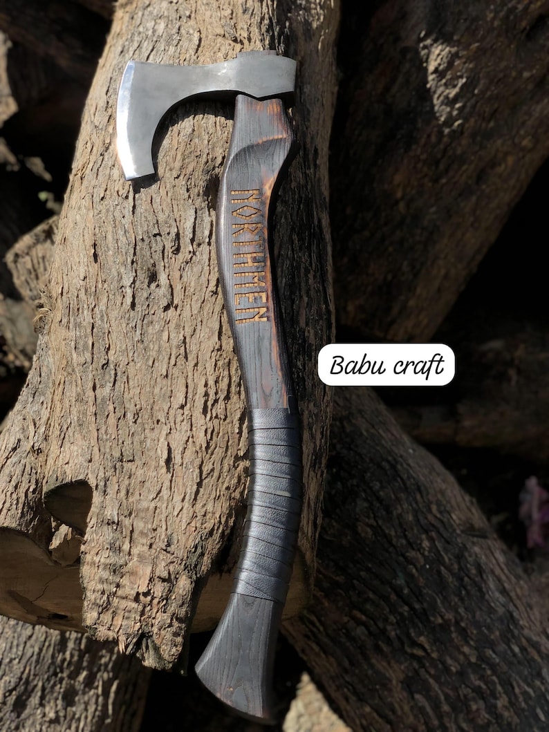 Hand-forged Viking Battle Axe: Custom Engraved Norse Camping Axe - Etsy