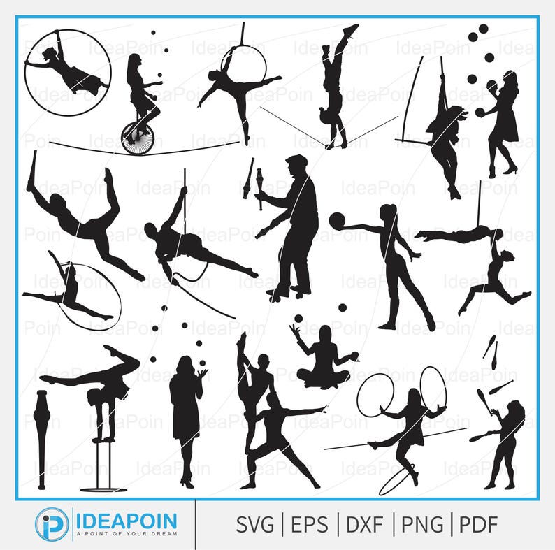 Circus Svg, Circus Silhouette, Circus SVG Bundle, Aerial Acrobat Vector ...
