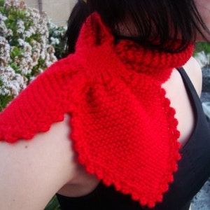 Red Necktie Scarf Hand Knitted Lotus Leaf Scarf Knitted Neck Warmer Red ...