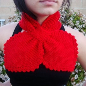 Red Necktie Scarf Hand Knitted Lotus Leaf Scarf Knitted Neck Warmer Red ...