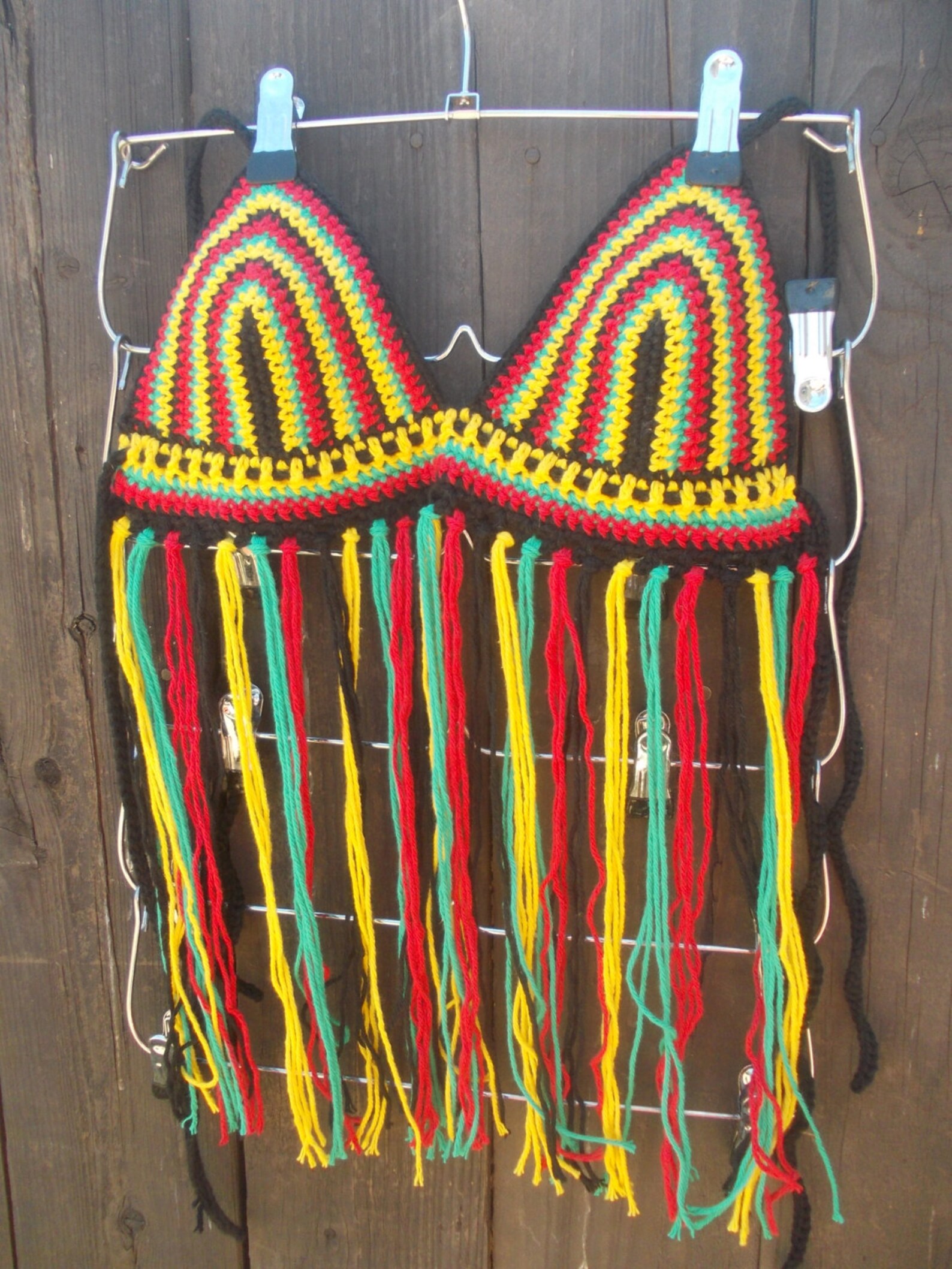 Crochet Rasta Halter Top Rasta Top Hippie Top Fringe Top - Etsy