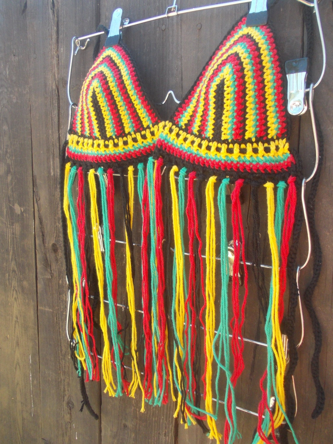 Crochet Rasta Halter Top Rasta Top Hippie Top Fringe Top - Etsy