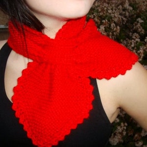 Red Necktie Scarf Hand Knitted Lotus Leaf Scarf Knitted Neck Warmer Red ...