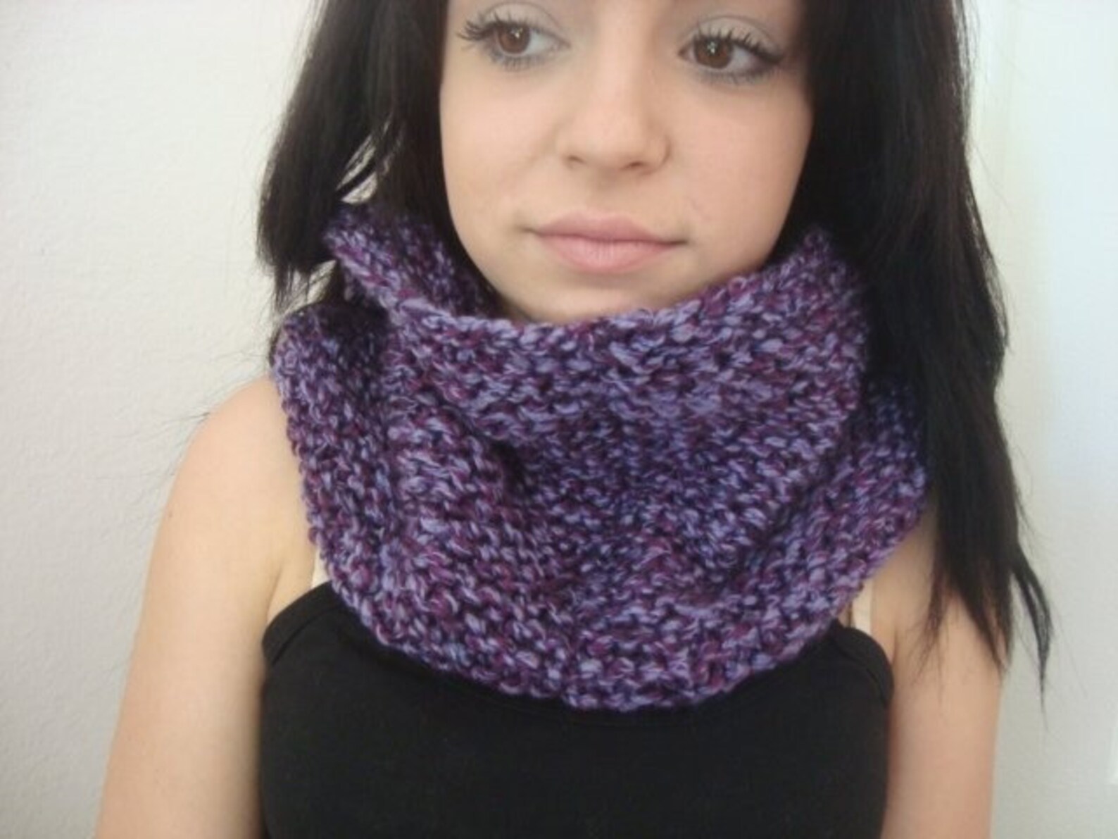 Hand Knitted Purple Neck Warmer Infinity Eternity Circle Scarf - Etsy
