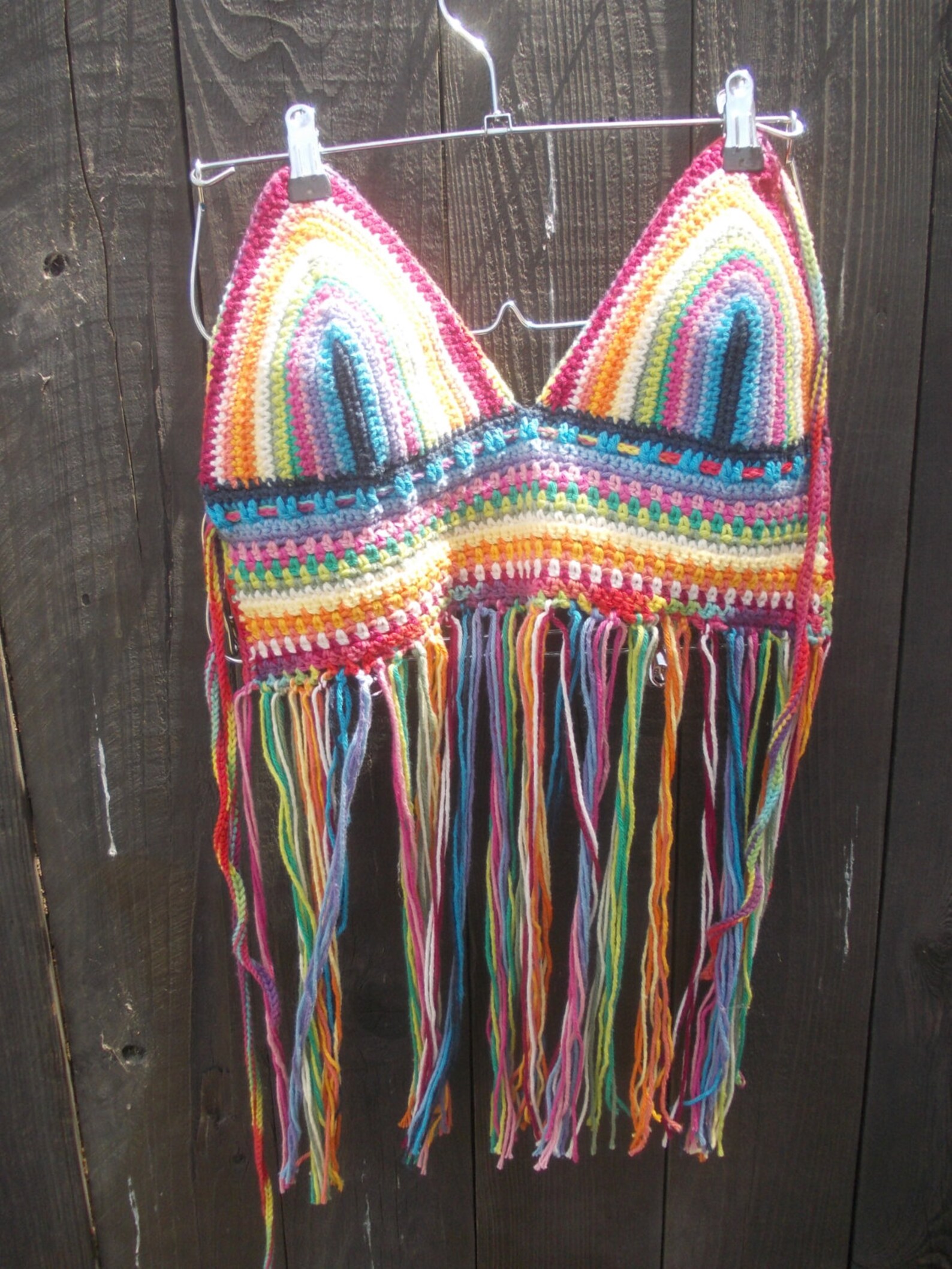 Crochet Halter Top Hippie Top Rainbow Top Fringe Top - Etsy