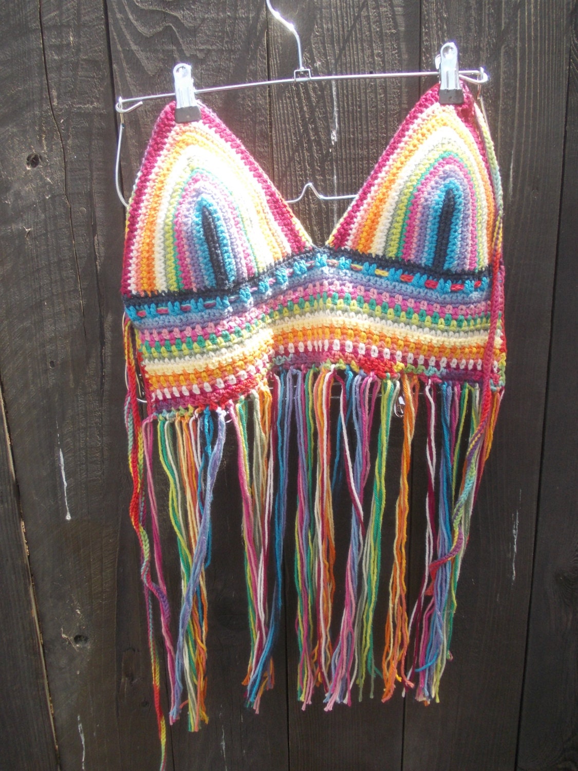 Crochet Halter Top Hippie Top Rainbow Top Fringe Top - Etsy