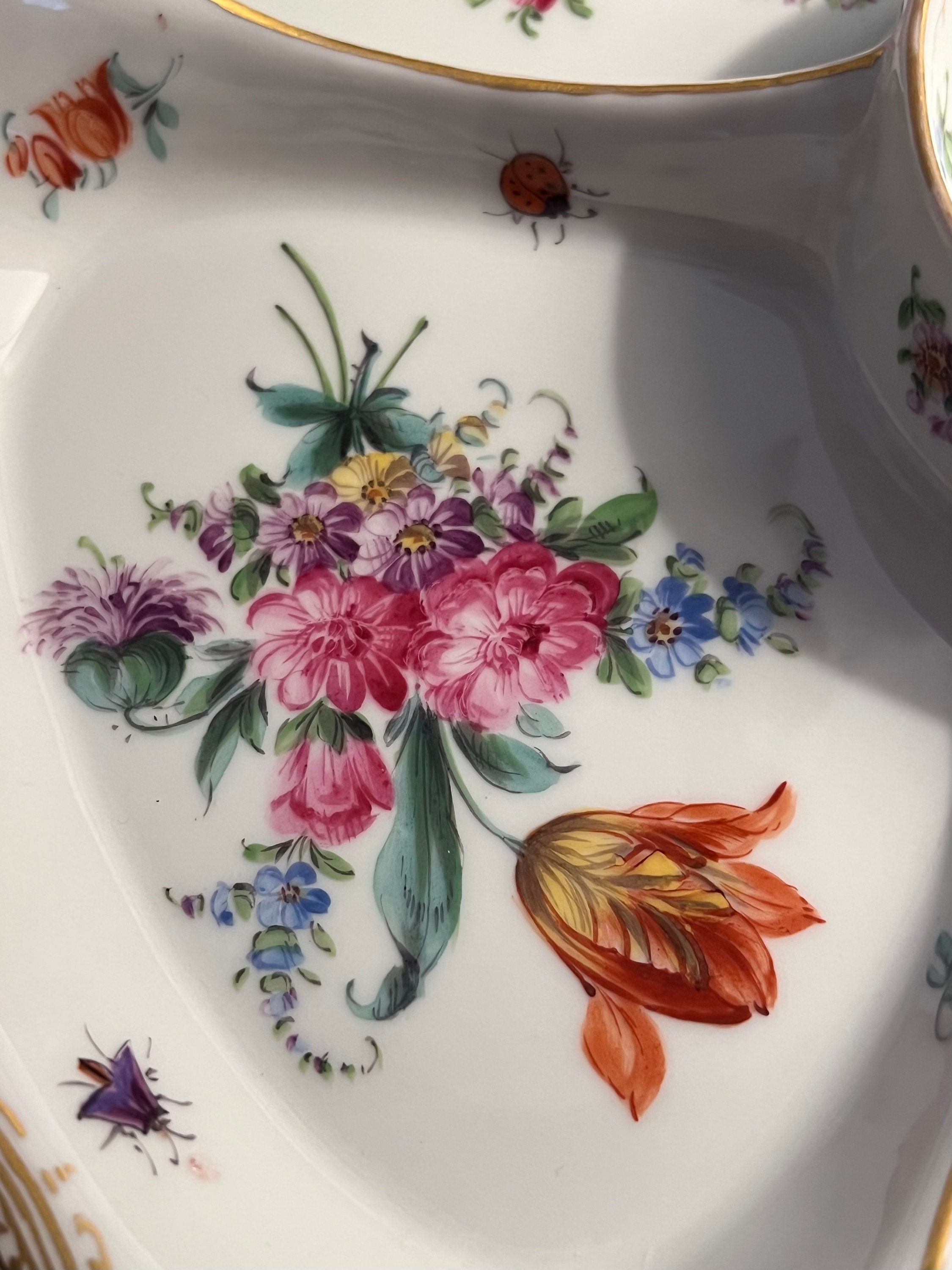 Antique Dresden Porcelain Divided Condiment Dish Tray, Franziska Hirsch ...