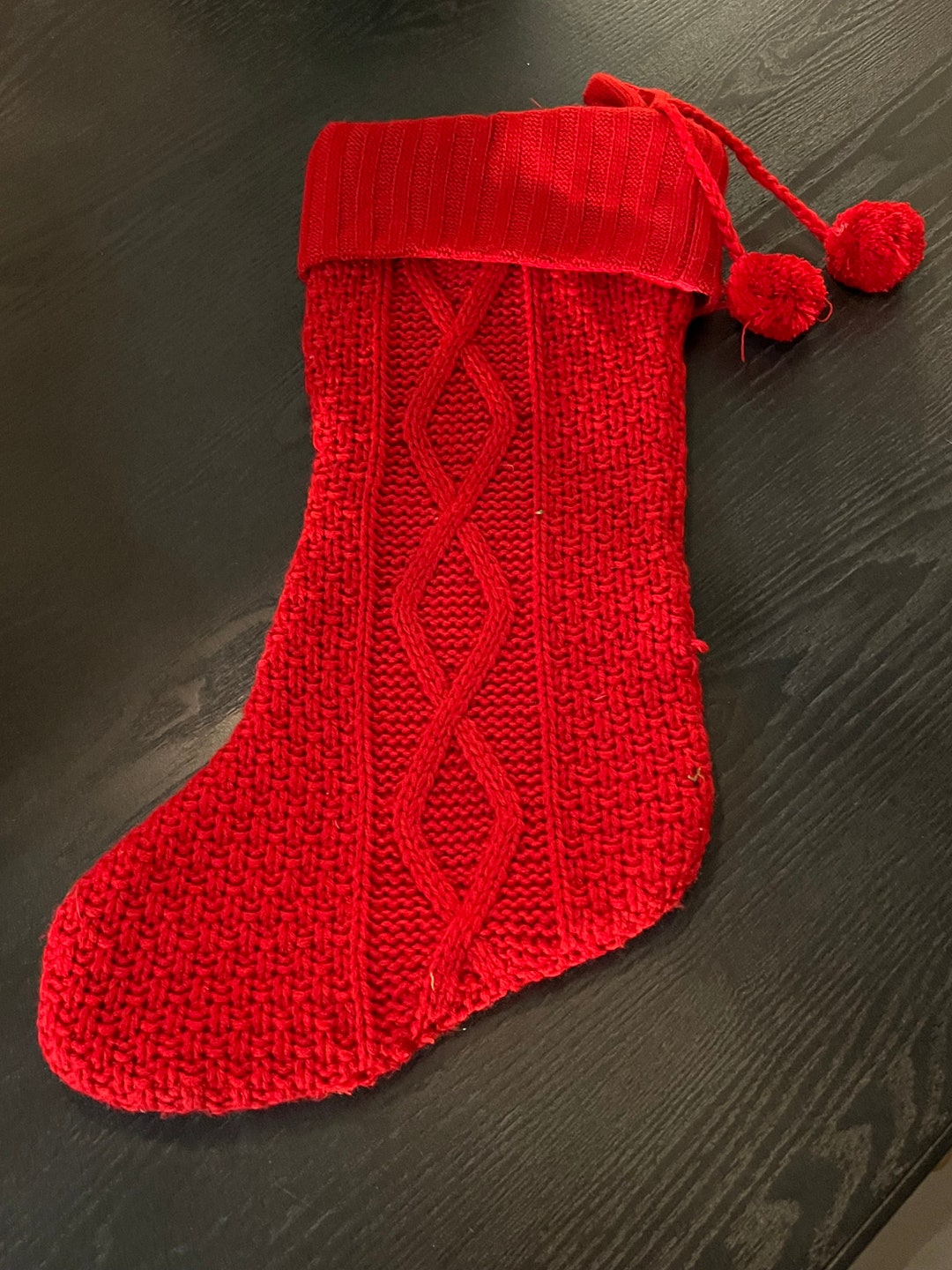 Vintage Red Cable Knit Christmas Stocking Christmas Stocking, Knitted ...