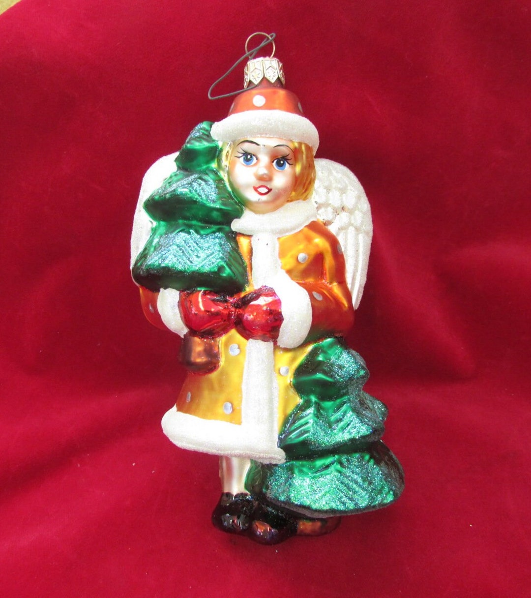 RARE Vintage Christopher Radko Angel Holding Tree Christmas Ornament 6 ... RARE Vintage Christopher Radko Angel Holding Tree Christmas Ornament 6 ...