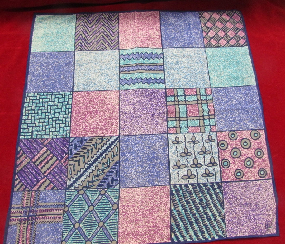 Vintage Vera Neumann Pink, Periwinkle and Teal Geometric Polyester ...