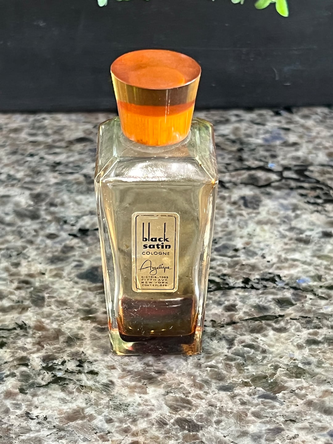 Vintage EARLY Black Satin Cologne Perfume Bottle by Angelique & Co. 4 1 ...