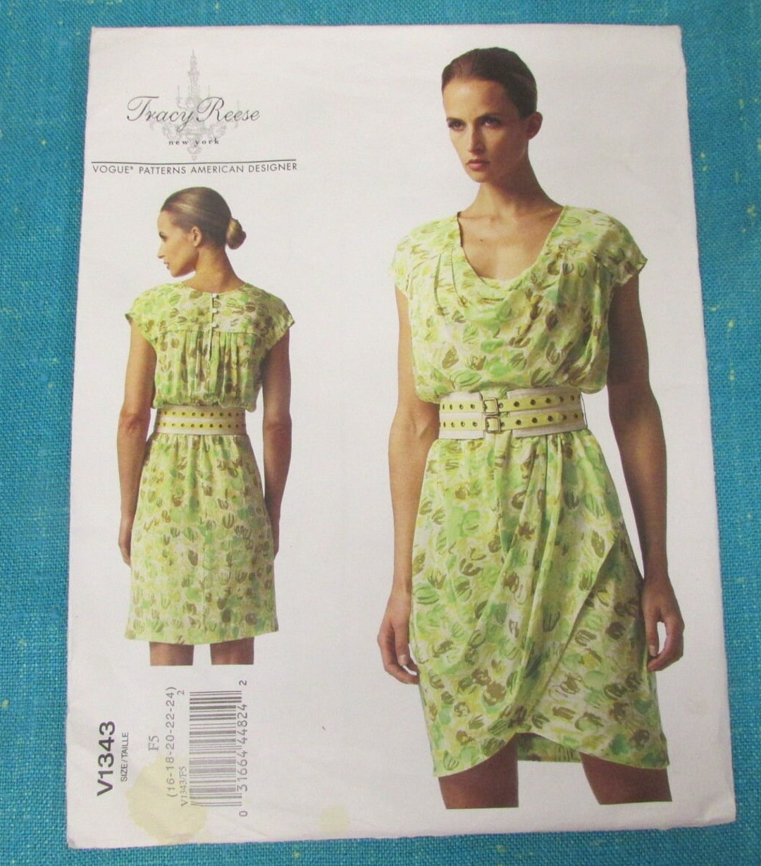 2000s Vogue Sewing Pattern 1343 TRACY REESE Misses Loose Fitting Front ...