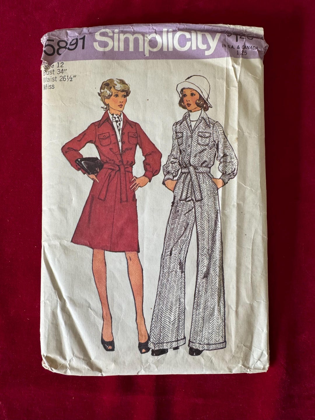 1973 Simplicity Sewing Pattern 5891 Misses Cropped Bomber Jacket, Wide ...