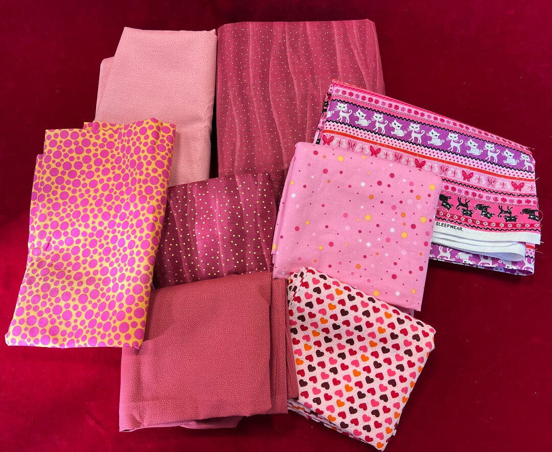 Vintage Pink Cotton Quilting Fabric One Yard Remnants by Various ...