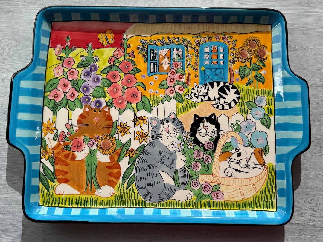 Candace Reiter CATZILLA Cat Ceramic Rectangular Platter Cat Lover Gift ...