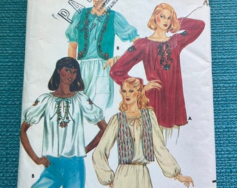 1971 Vogue Bridal Design Sewing Pattern 2460 Misses Hippie Boho Puff ...