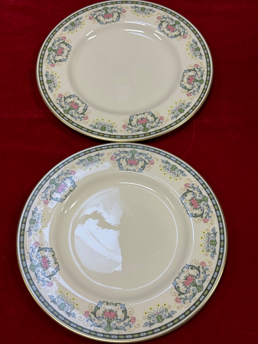 Two 1973 Pickard China NAVARRE Hand Decorated Pink Floral Porcelain ...