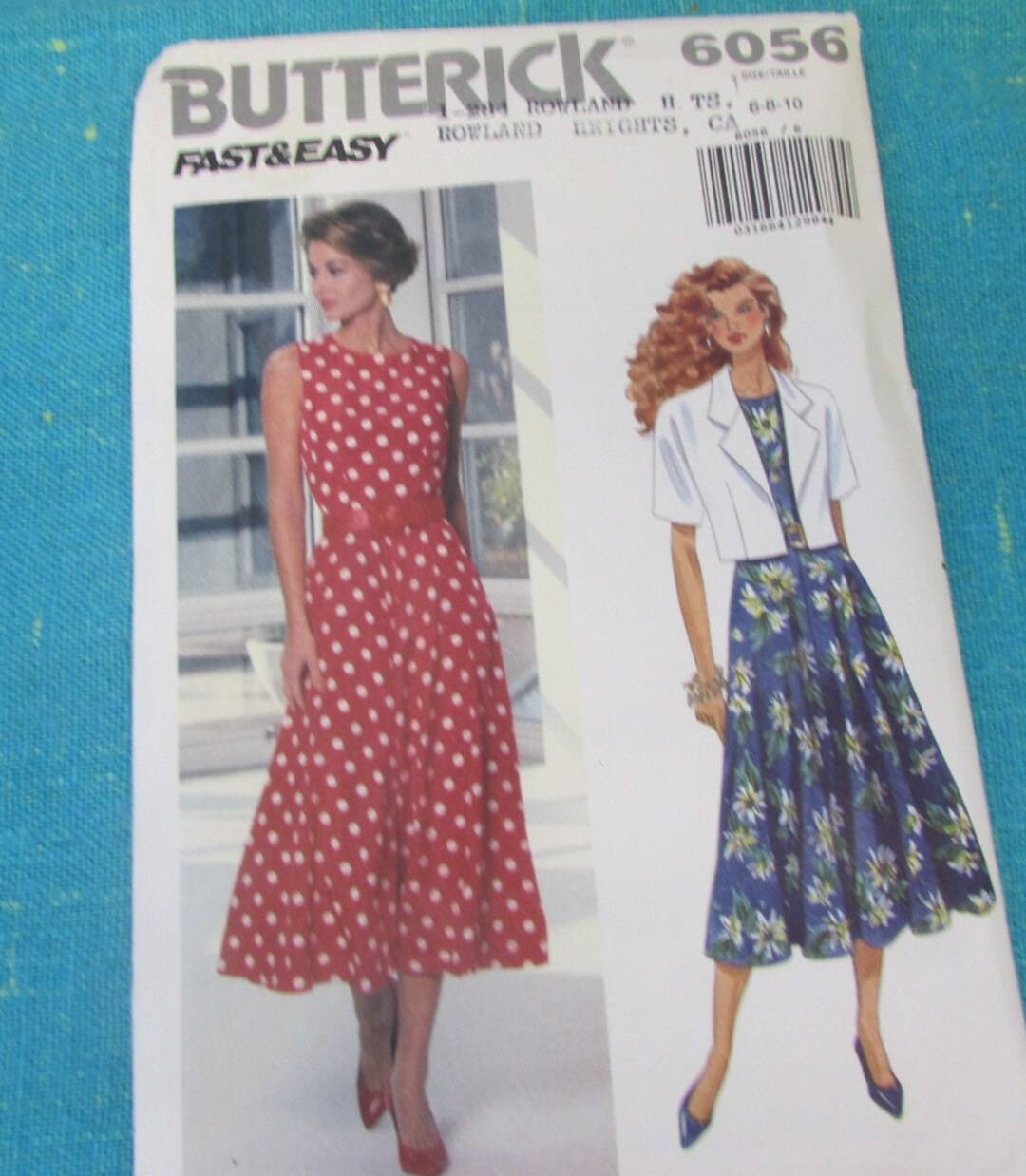 1992 Butterick Sewing Pattern 6056 Misses Sleeveless Dress W/ Cropped ...