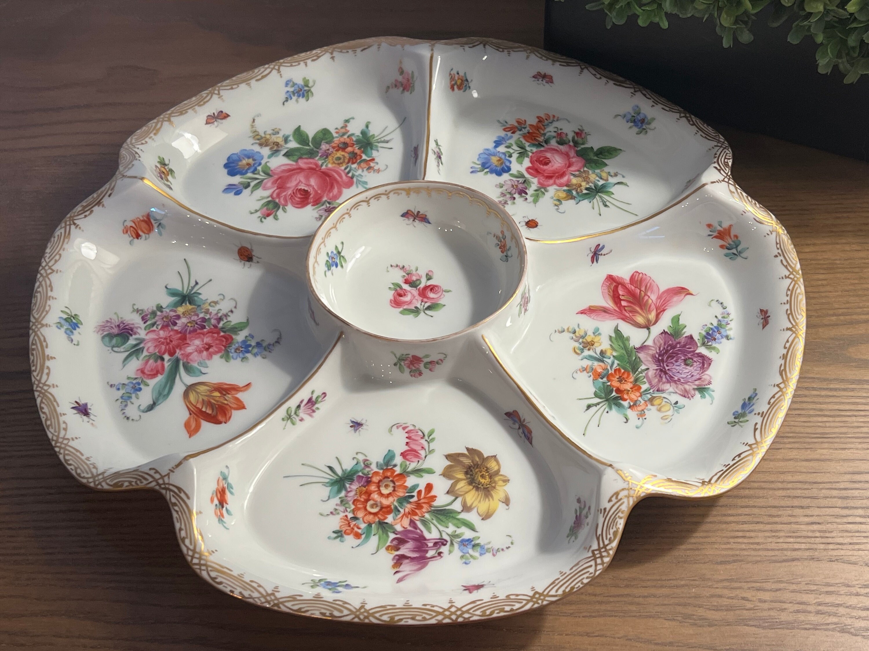 1900’s Antique Franziska Hirsch Dresden Quatrefoil Porcelain Condiment ...