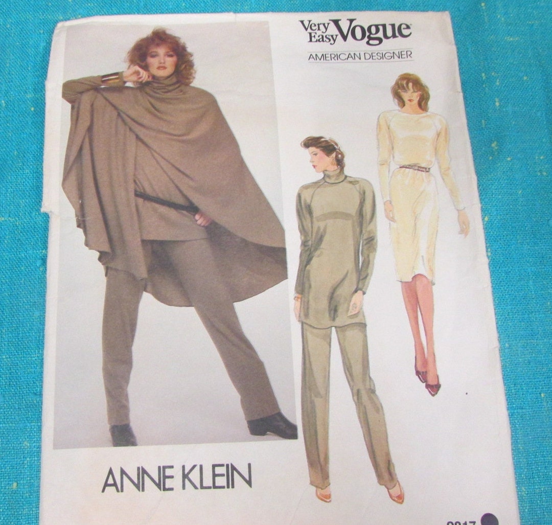 1980's Vogue Sewing Pattern ANNE KLEIN 2817 Misses Wrap Poncho, Dress ...