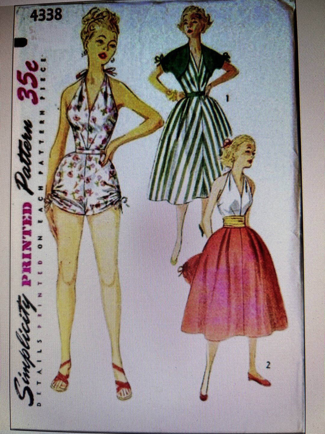 RARE 1950 Simplicity Sewing Pattern 4338 Misses Halter Top Short ...