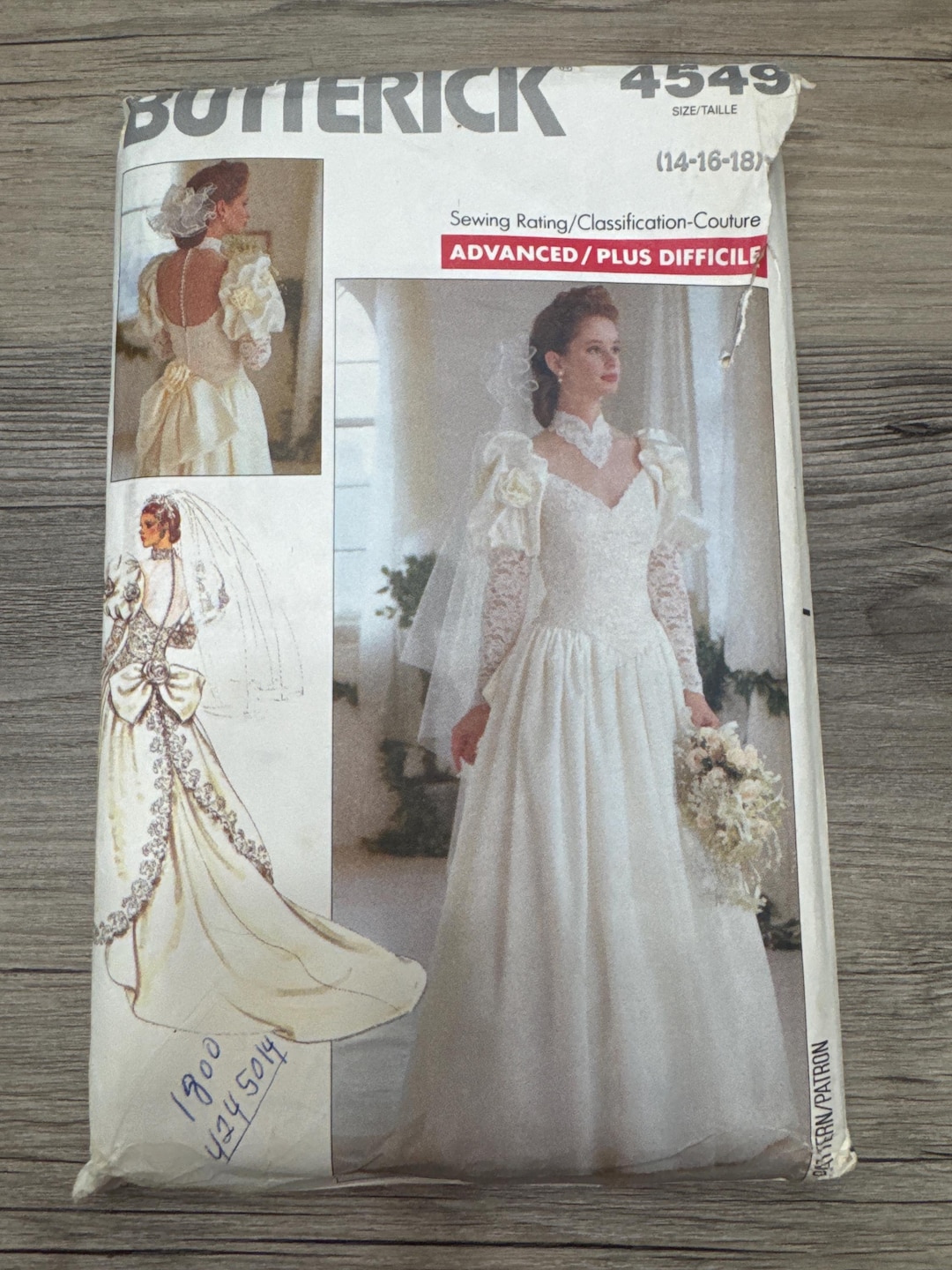 1990 Butterick Sewing Pattern 4549 Misses Deep V High Neck Puff Sleeve ...