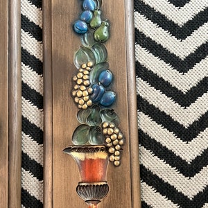 Set 2 Vintage BURWOOD Textured Resin Wall Hangings 3-D Potted Topiary ...