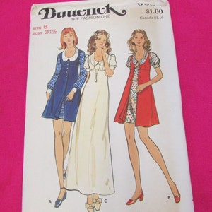 RARE 1970s Butterick Sewing Pattern 6683 Misses Dress in 2 Lengths With ...