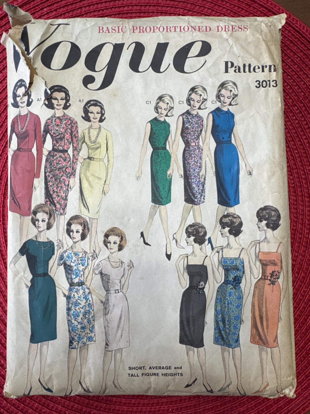 1960s Vogue Sewing Pattern 3013 Basic Proportioned Dress, Slim Skirt ...