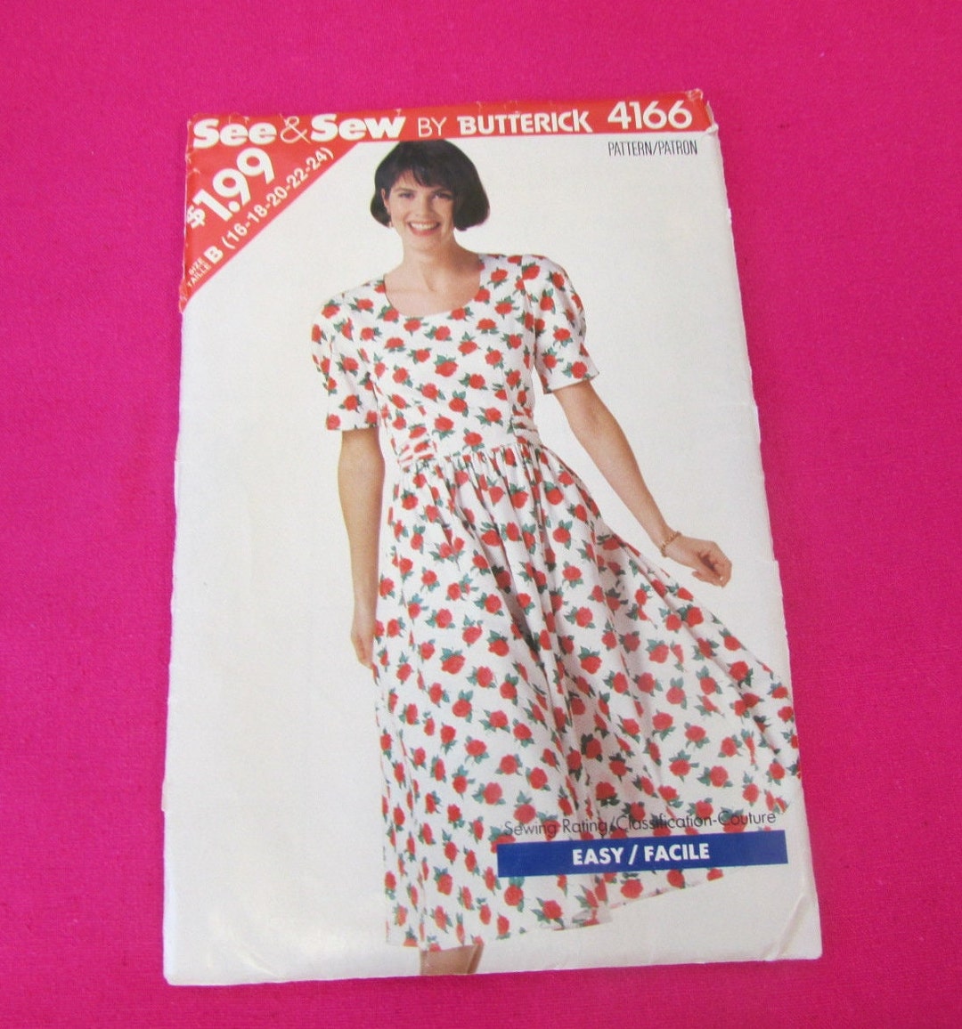 1989 Butterick See & Sew Sewing Pattern 4166 Misses Semi-fitted Bodice ...