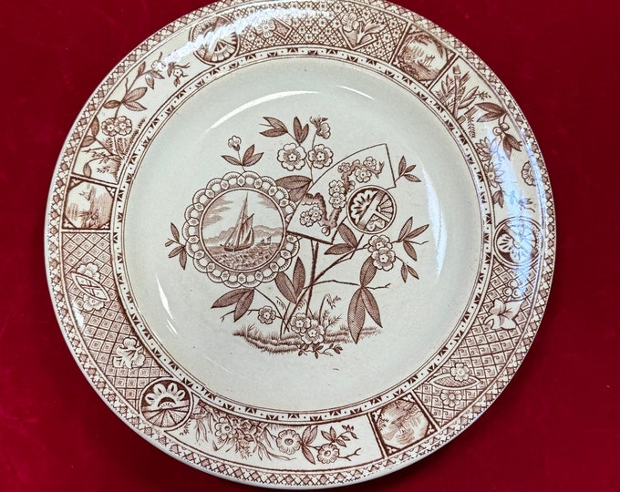 1800's Antique Brown Transferware SITKA Pattern Aesthetic Movement ...