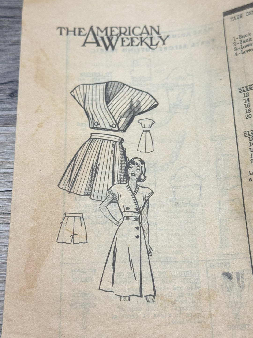 RARE 1940’s the American Weekly Sewing Pattern 3803 Misses High Waist ...
