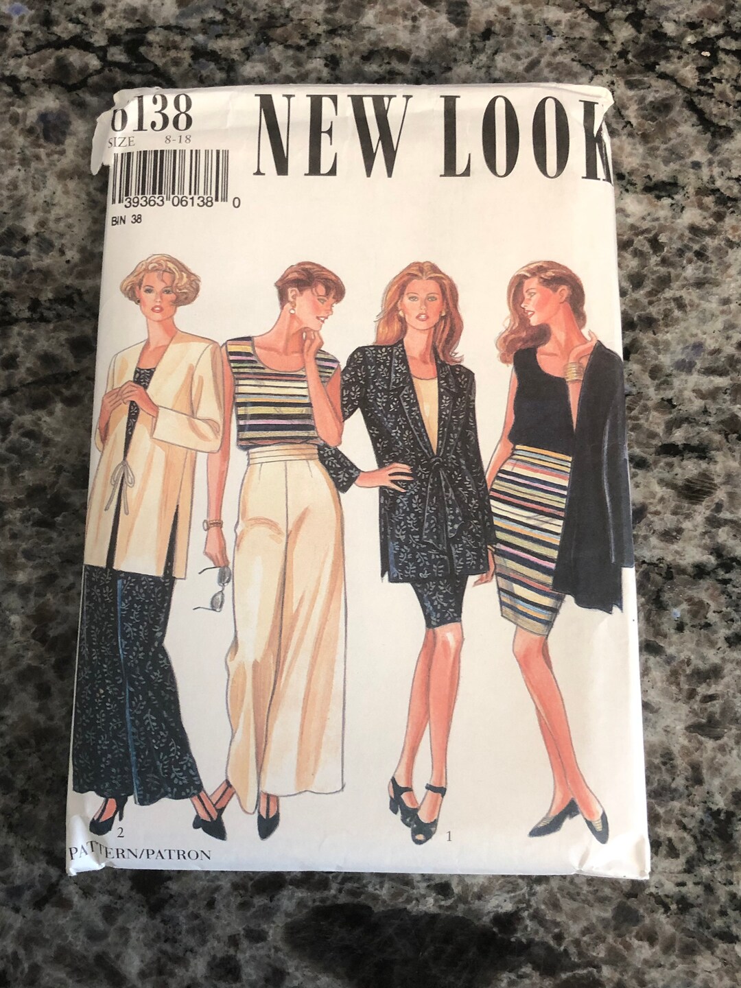 1990's New Look Schnittmuster 6138 Misses Ensemble schmaler Rock, Jacke ...