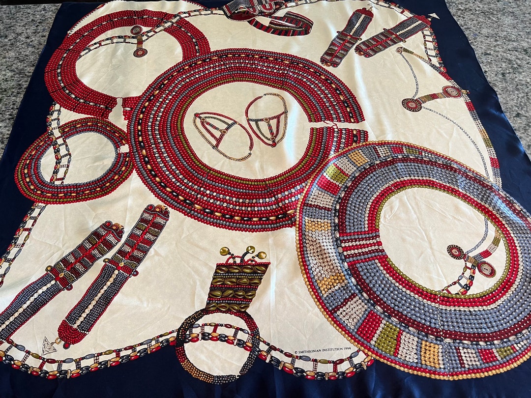 1994 Smithsonian Institution Echo Museum Collection Square Silk Scarf ...