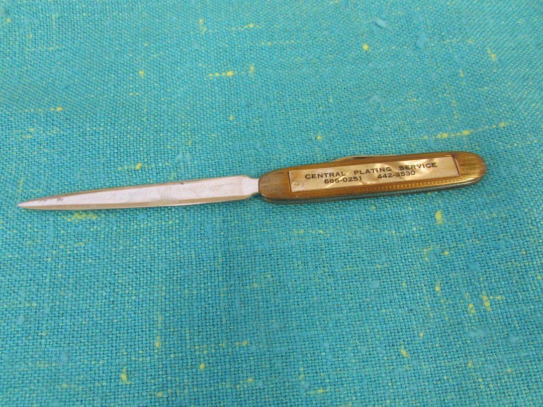 Vintage Souvenir Letter Opener With Brass and Mother of Pearl Central ...