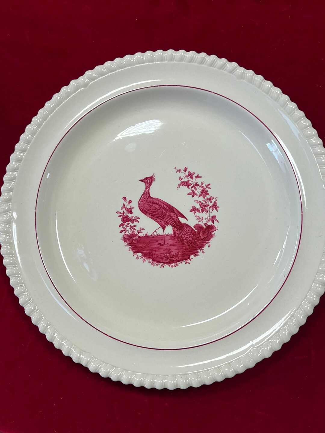 Antique Copeland Spode Red pink Pheasant Round Chop Plate Platter 12 1/ ...