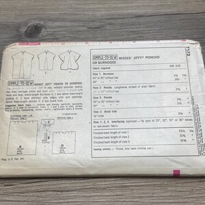 1967 Simplicity Sewing Pattern 7173 Misses Poncho , Beach Cover up or ...
