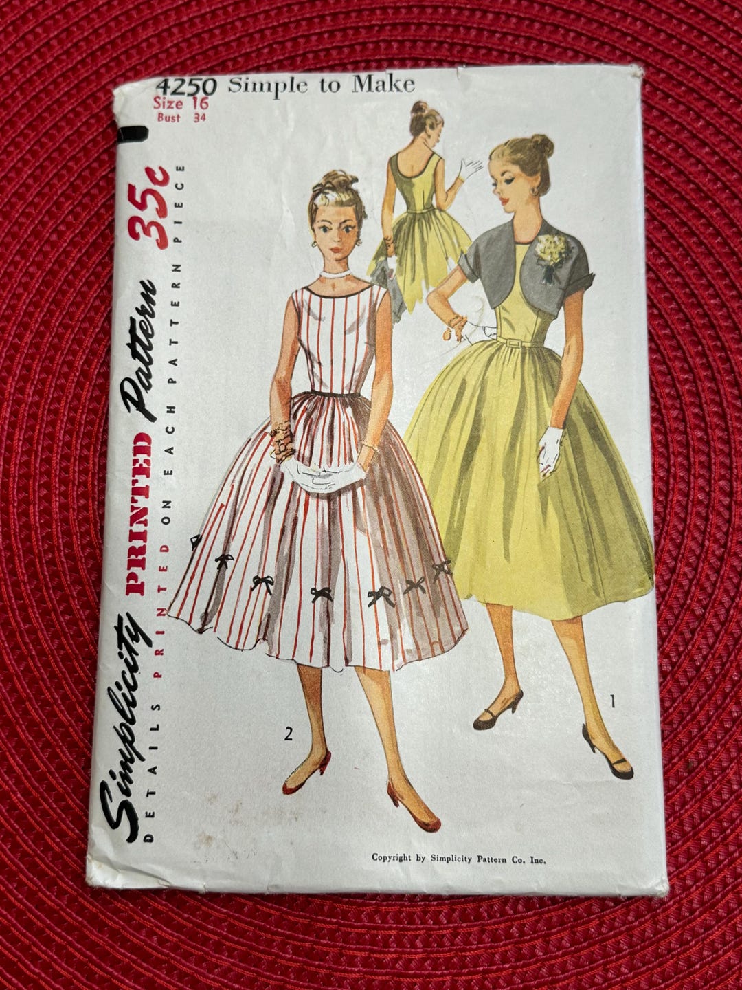 1950s Simplicity Sewing Pattern 4250 Misses Fit N Flare Dress With ...