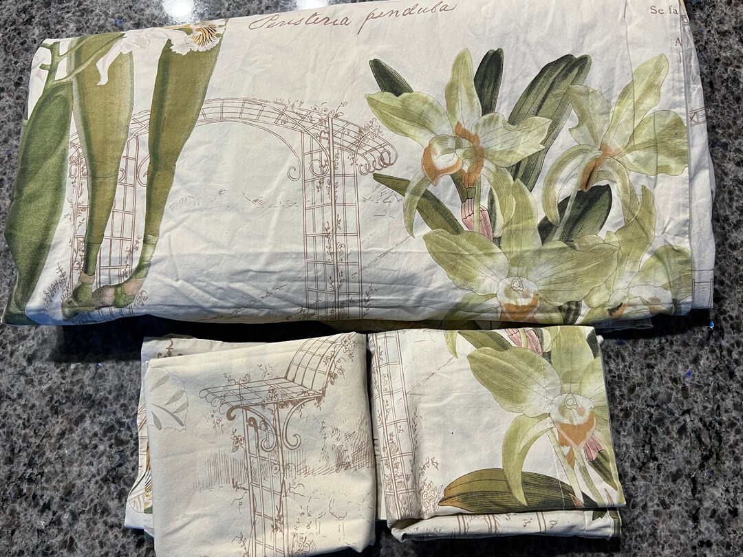 RARE Pottery Barn Orchids Botanical Garden Themed Cotton Full/queen ...