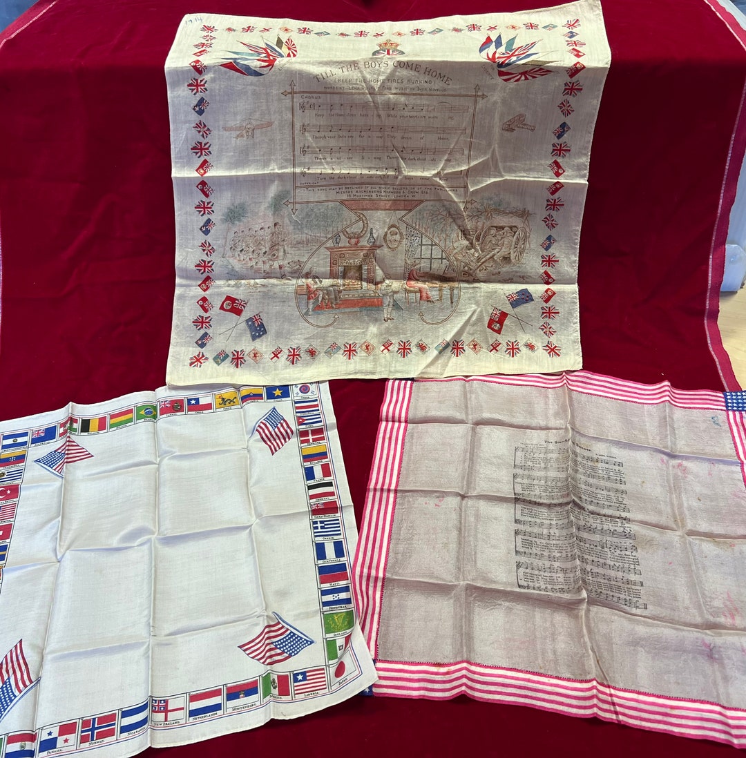 Lot of Antique World War 1 Handkerchiefs~ Silk US Flag Handkerchief W ...