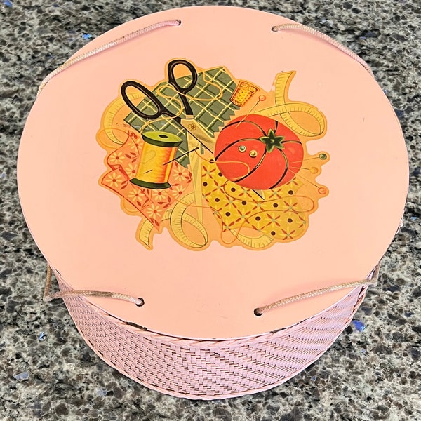 Vintage Round Sewing Box - Etsy